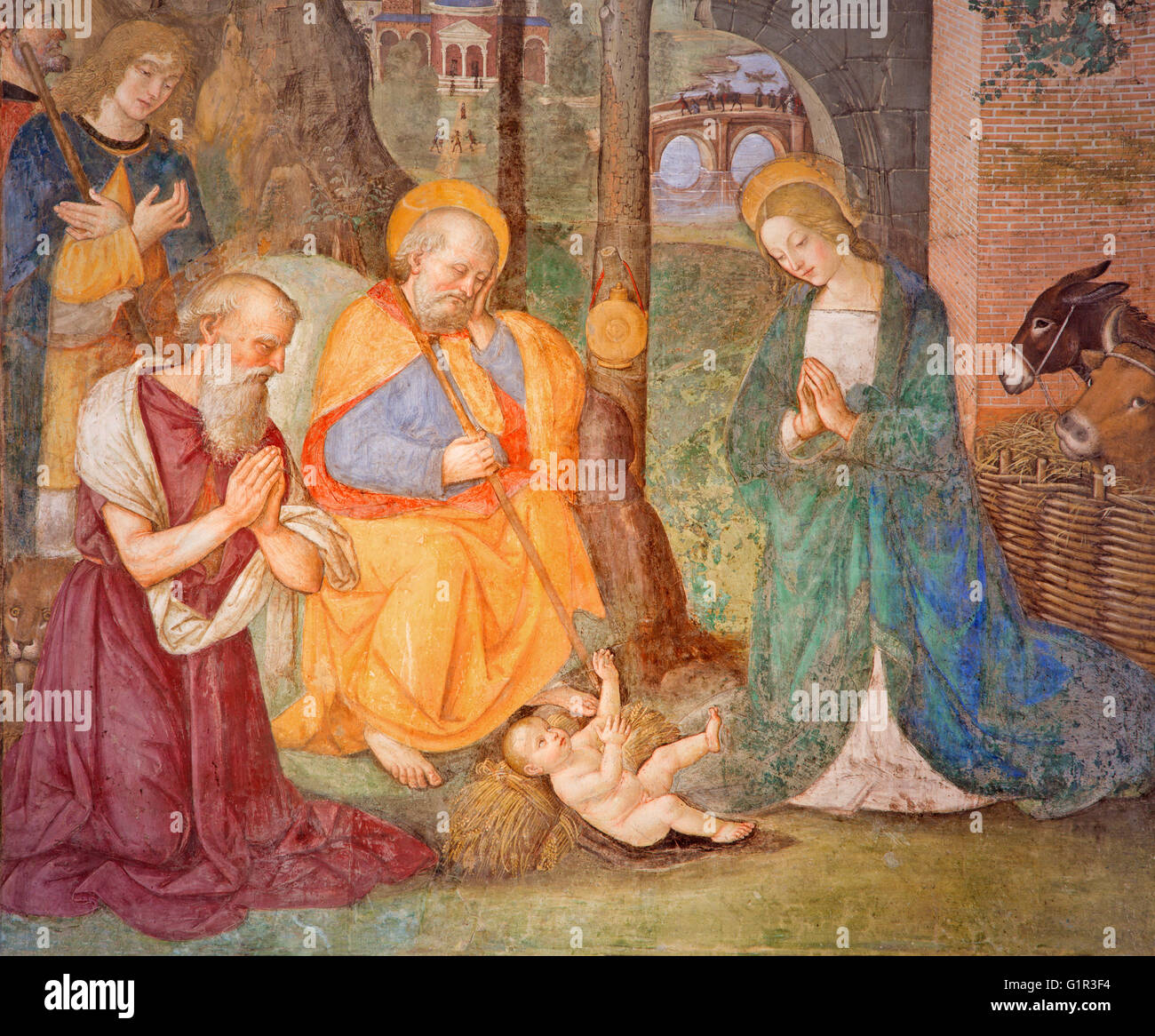 ROME, ITALY - MARCH 9, 2016: The fresco Nativity with the St. Jerome by ...
