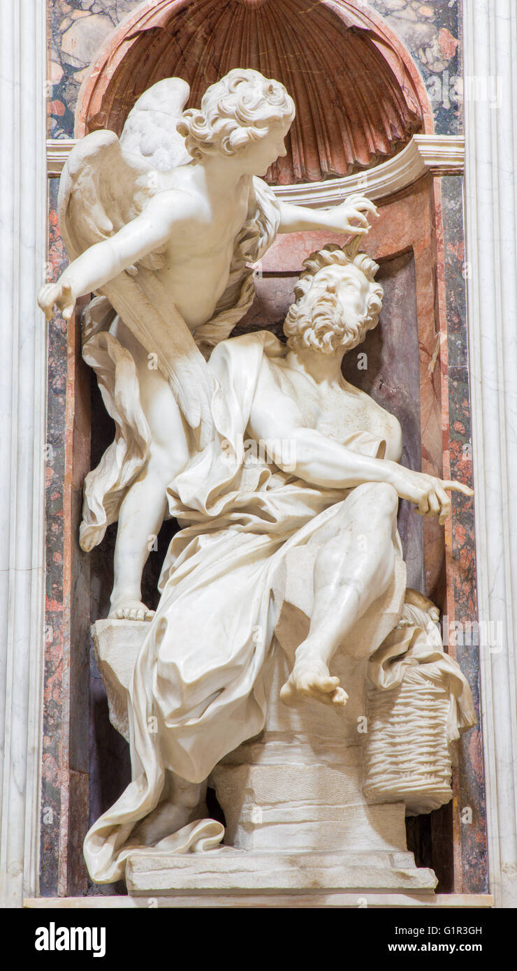 ROME, ITALY - MARCH 9, 2016: The prophet Elijah marble statue by ...