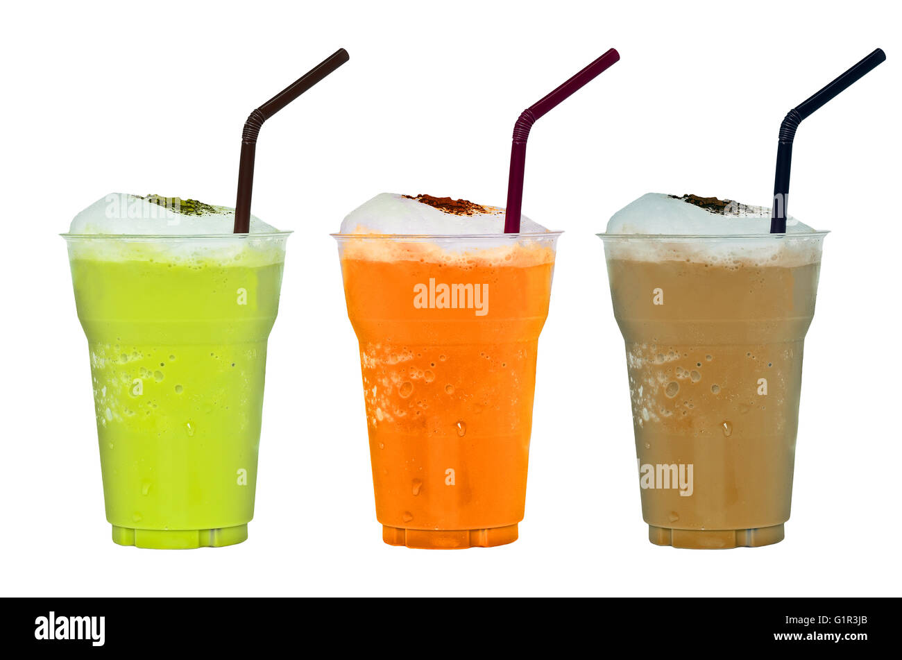 Many iced drink on white background Stock Photo - Alamy