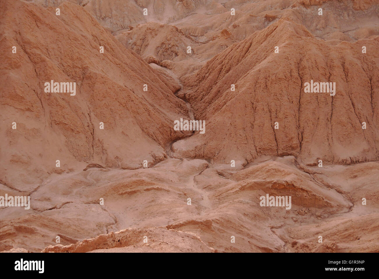 Small gully in soft sediments, Valle de la Luna, Atacama Desert, Chile ...
