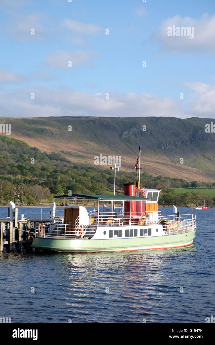 The Ullswater Steamer at Pooley Bridge in the Lake District Stock Photo ...