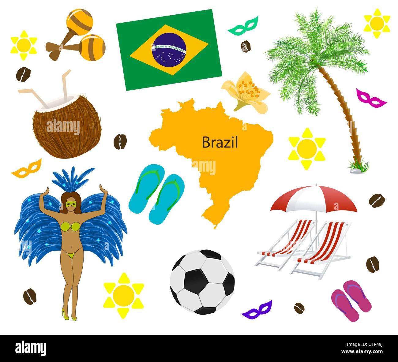 Brazil symbol, map and flag over white Stock Vector Image & Art - Alamy