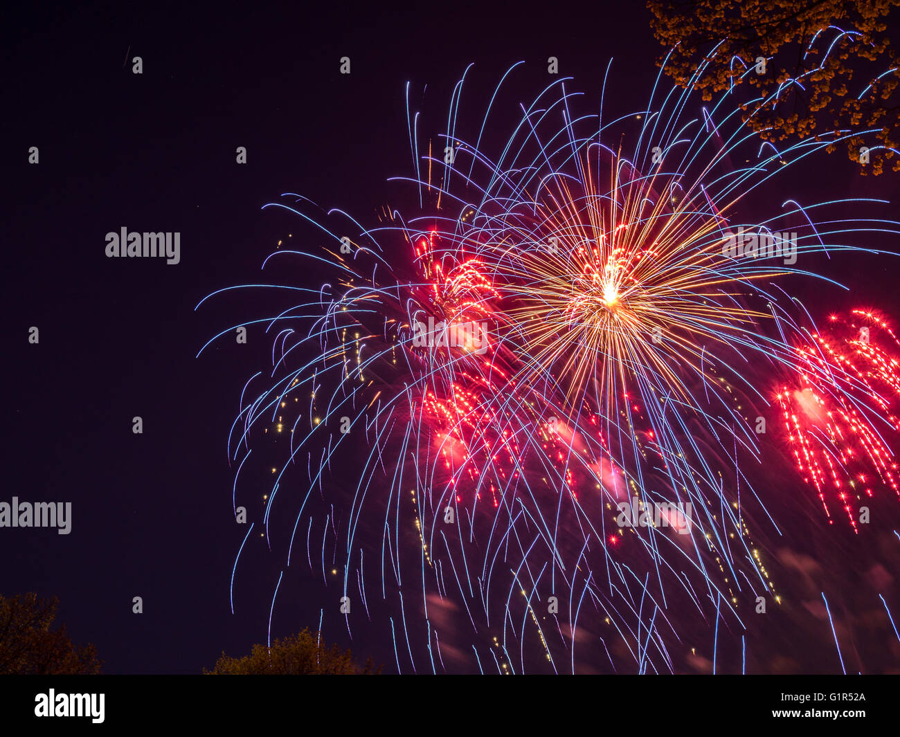 Big colorful fireworks at night, celebration fest Stock Photo - Alamy
