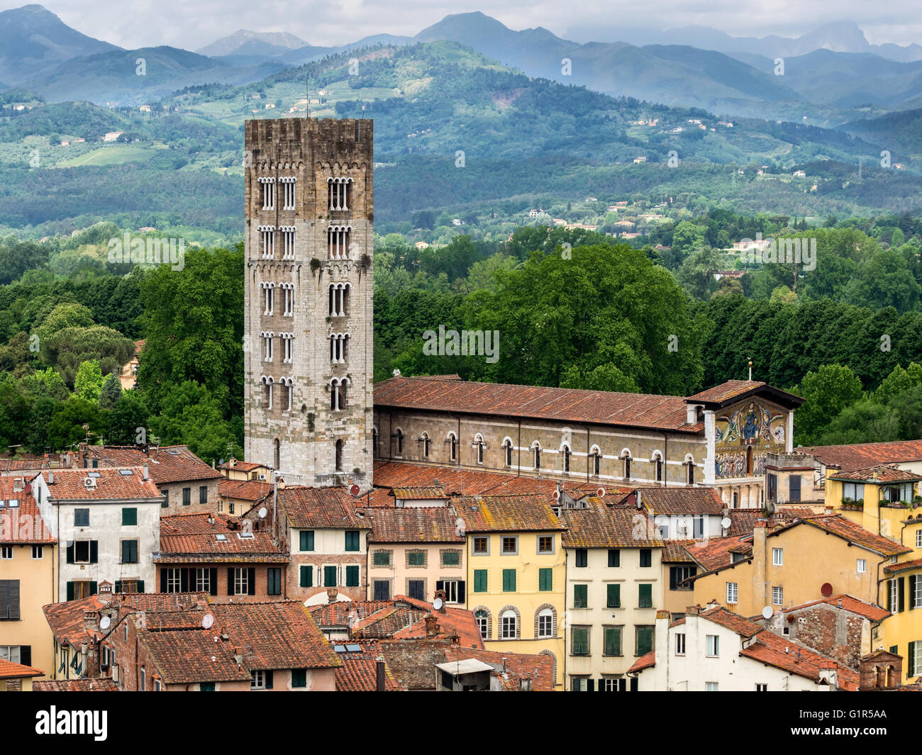 Terracotta rooftops in medieval Lucca, Italy Stock Photo - Alamy