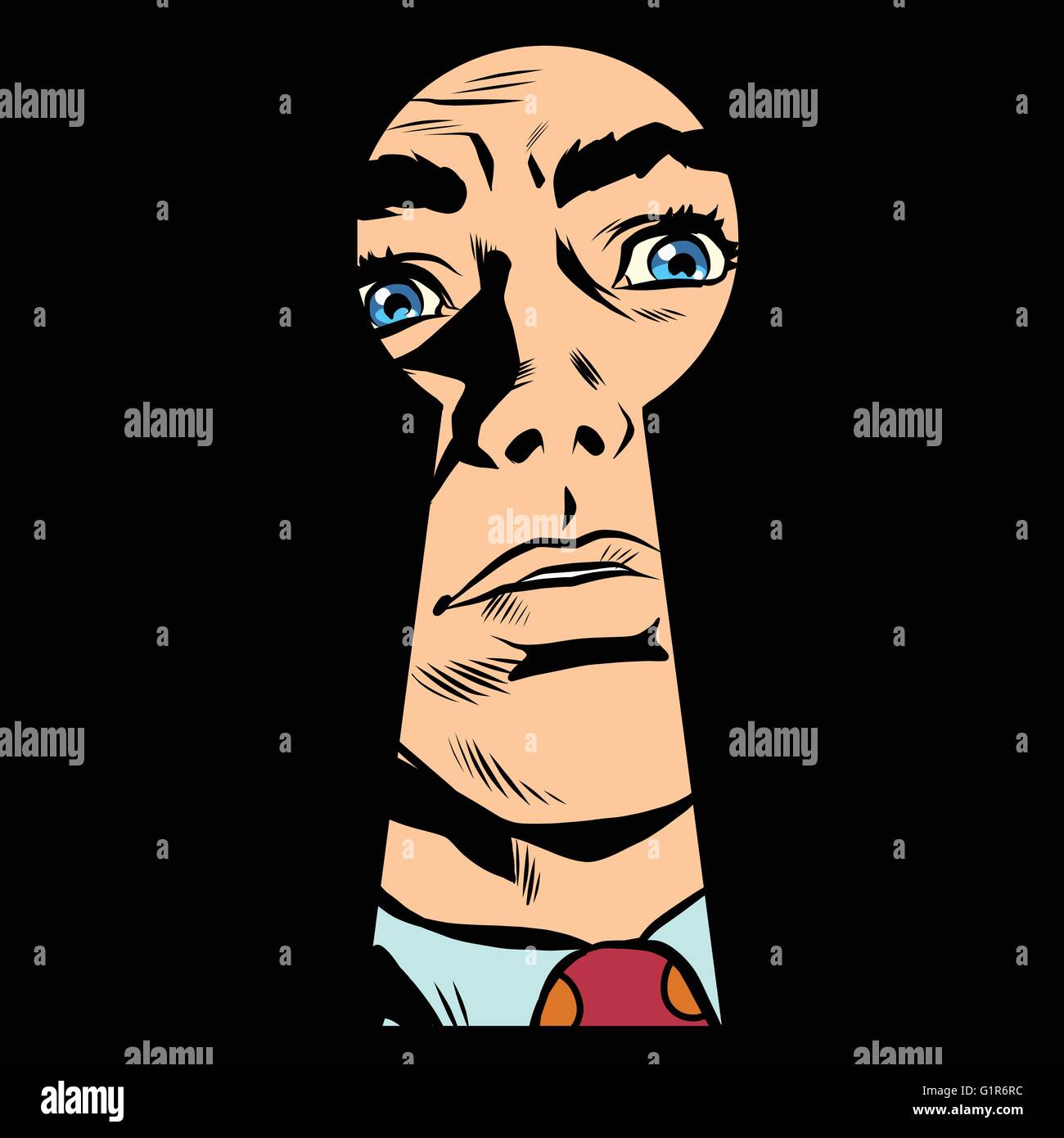 Male face in the keyhole, secret mystery Stock Vector Image & Art - Alamy