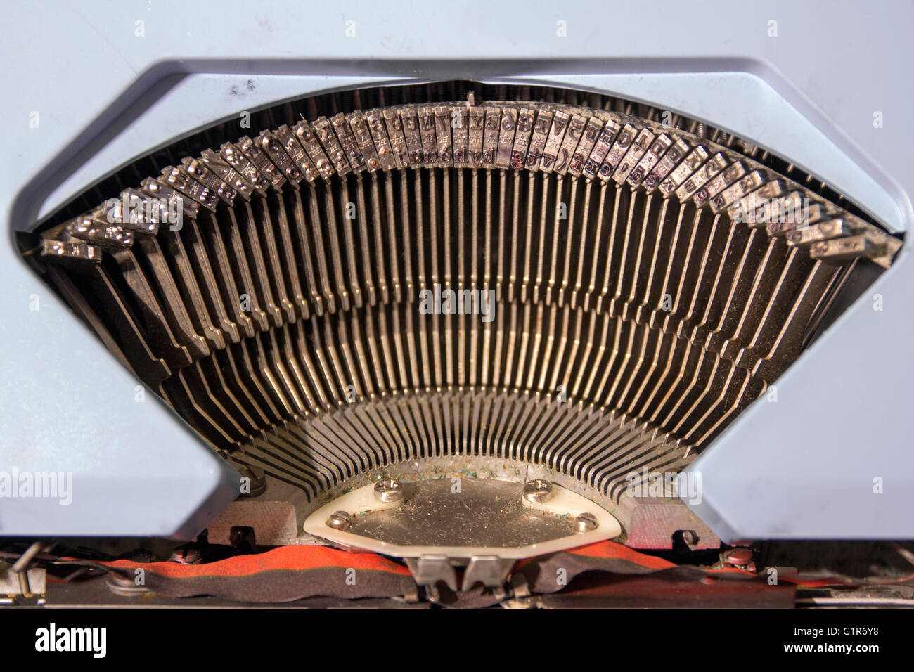 Typebars in a typewriter. Old write device, retro Stock Photo - Alamy