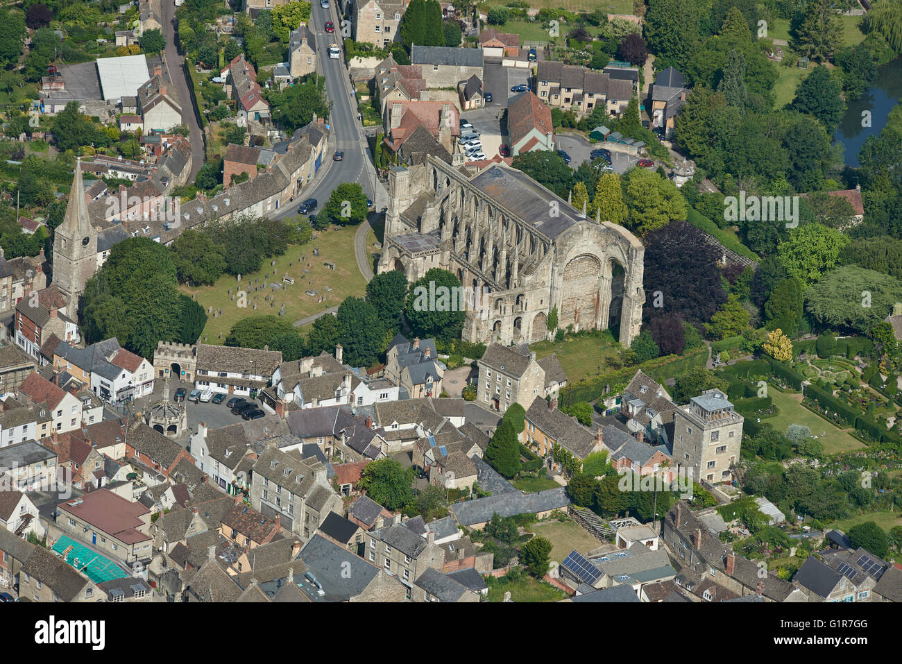 An aerial view of Malmesbury Abbey in Wiltshire Stock Photo - Alamy