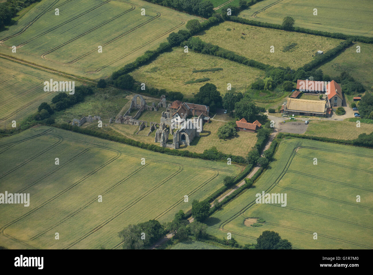 An aerial view of Leiston Abbey, Suffolk Stock Photo - Alamy