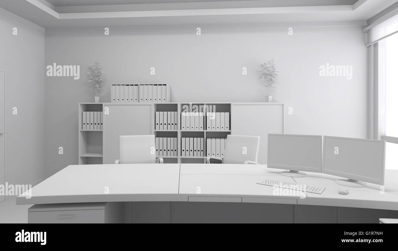 3D Interior rendering of an office Stock Photo - Alamy