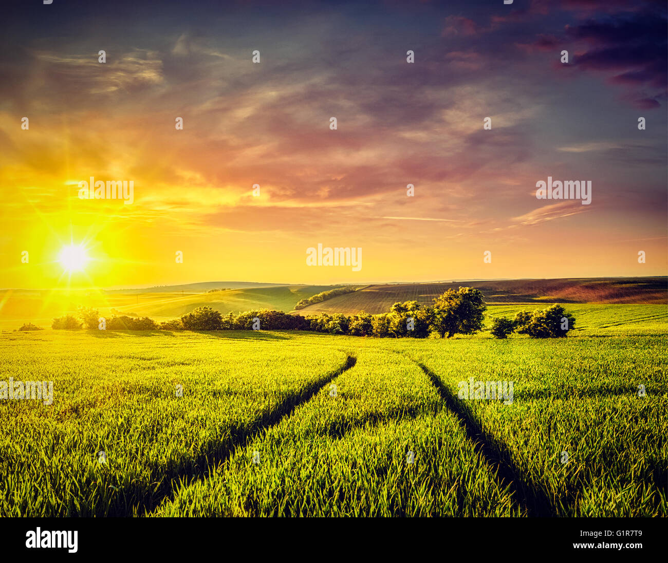 Ploughed field sunset hi-res stock photography and images - Alamy