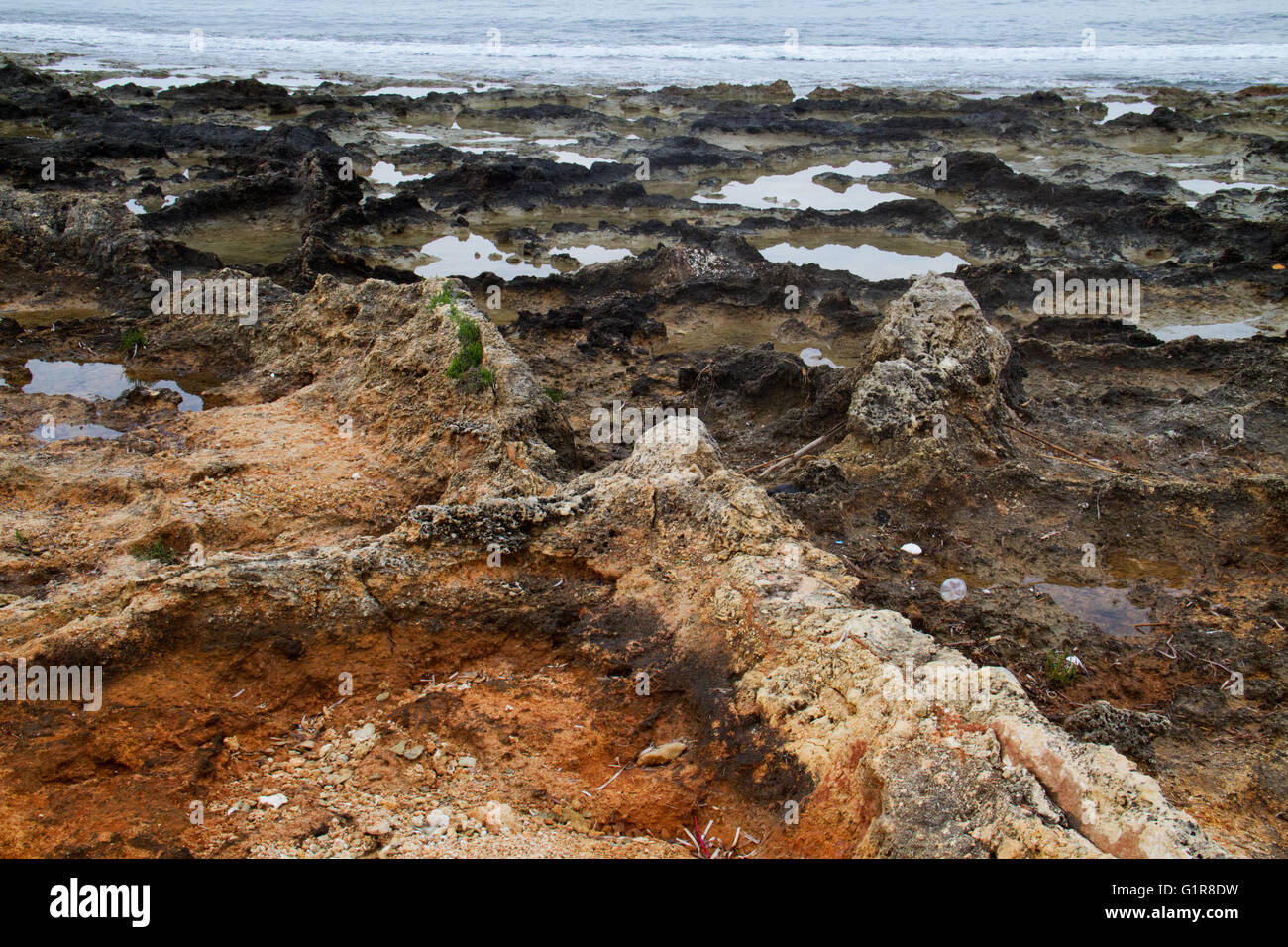 Wave-cut platform on the coast of Kefalonia, Greece Stock Photo - Alamy