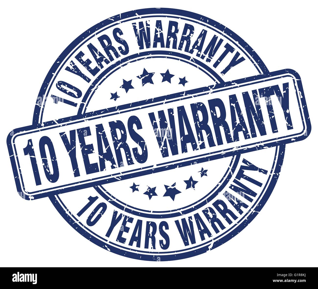 10 years warranty blue grunge round vintage rubber stamp Stock Vector ...