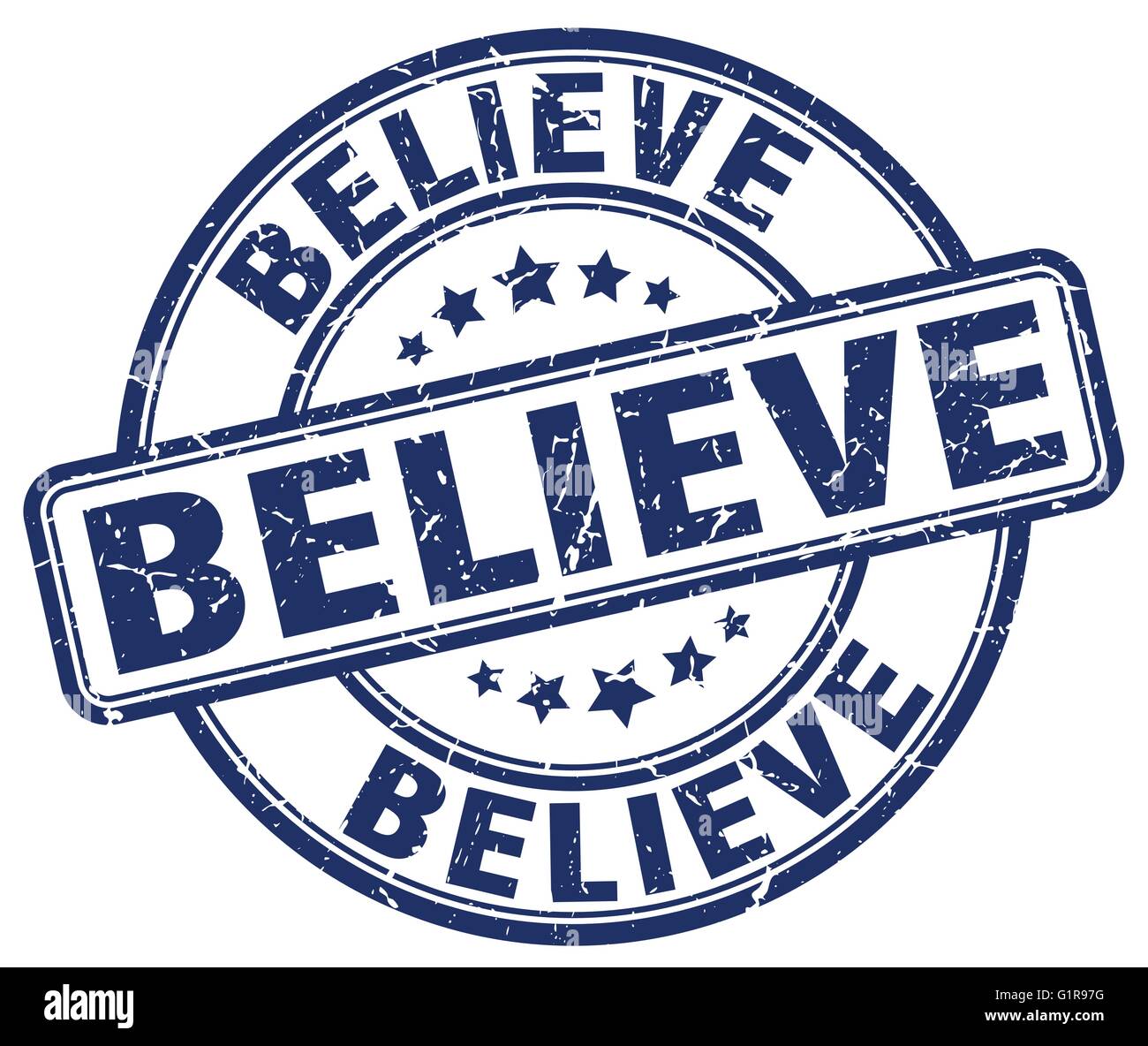 believe blue grunge round vintage rubber stamp Stock Vector Image & Art ...