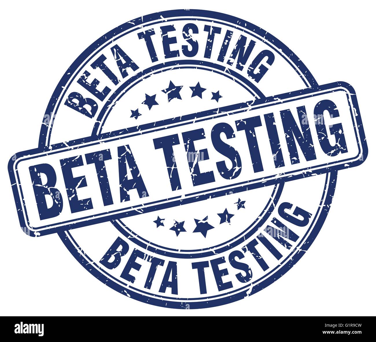 beta testing blue grunge round vintage rubber stamp Stock Vector Image ...