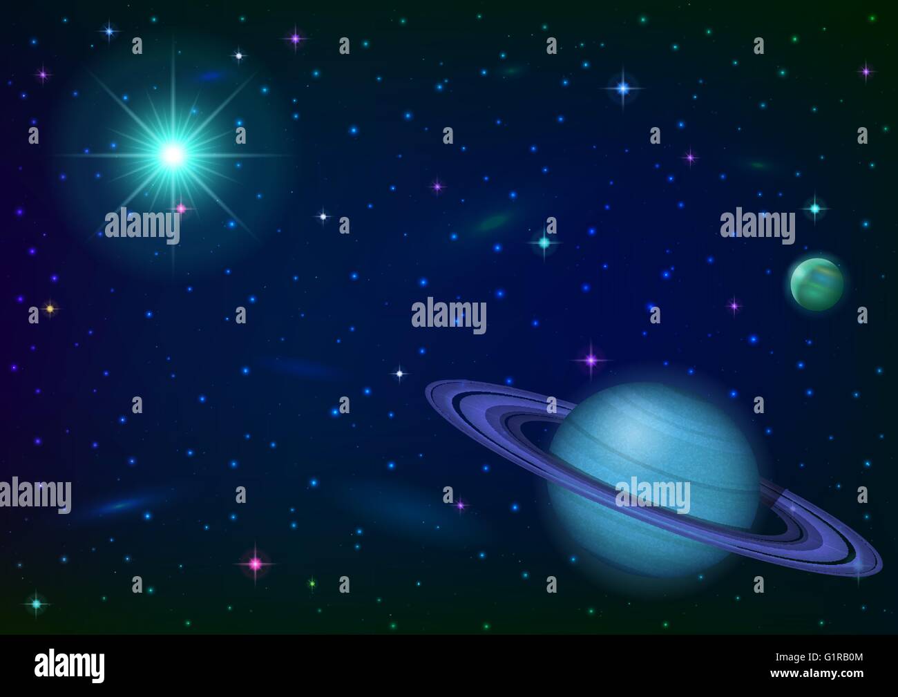 Space background with planet and sun Stock Vector Image & Art - Alamy