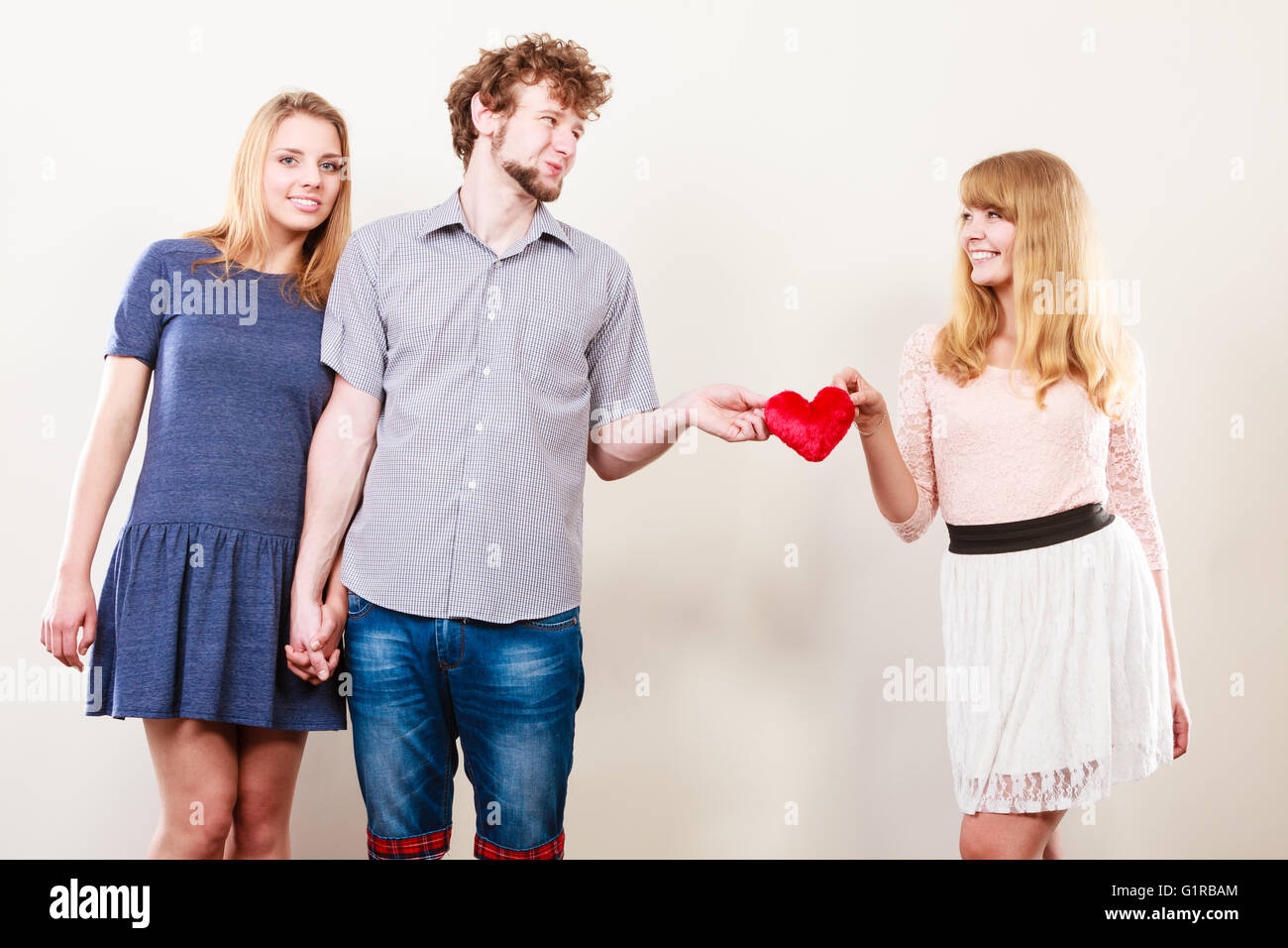 Relationships and feelings in triangle. Happy relationship of three ...