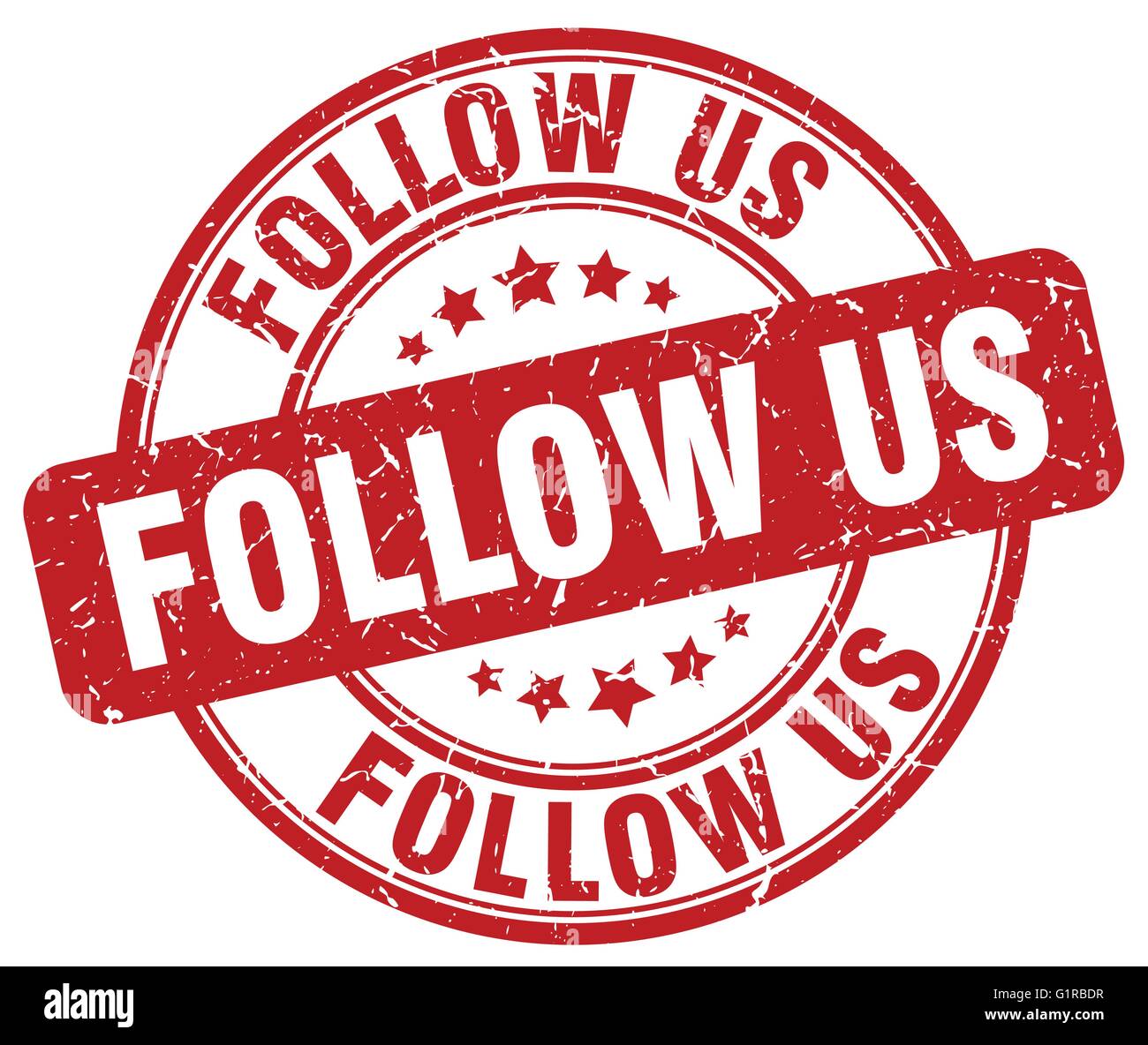 follow us red grunge round vintage rubber stamp Stock Vector Image ...