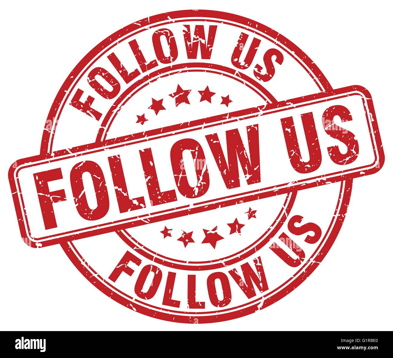 follow us red grunge round vintage rubber stamp Stock Vector Image ...