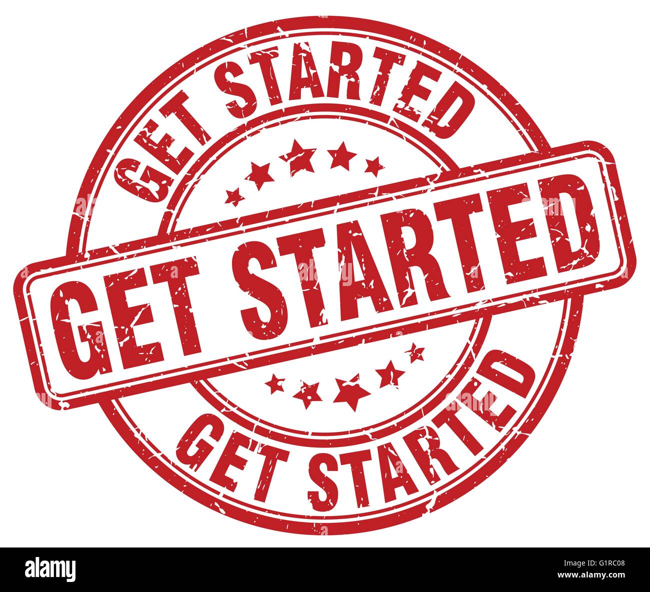 get started red grunge round vintage rubber stamp Stock Vector Image ...