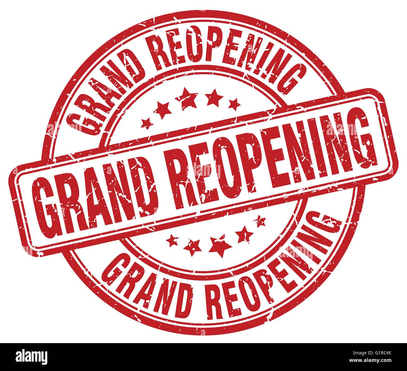 grand reopening red grunge round vintage rubber stamp Stock Vector ...