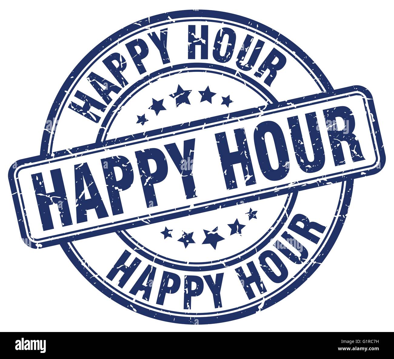 happy hour blue grunge round vintage rubber stamp Stock Vector Image ...