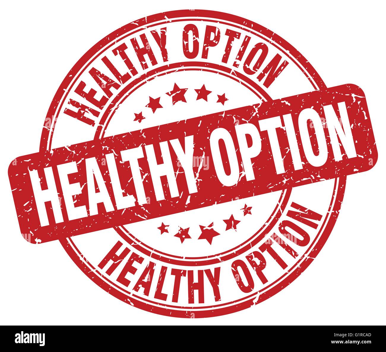 healthy option red grunge round vintage rubber stamp Stock Vector Image ...