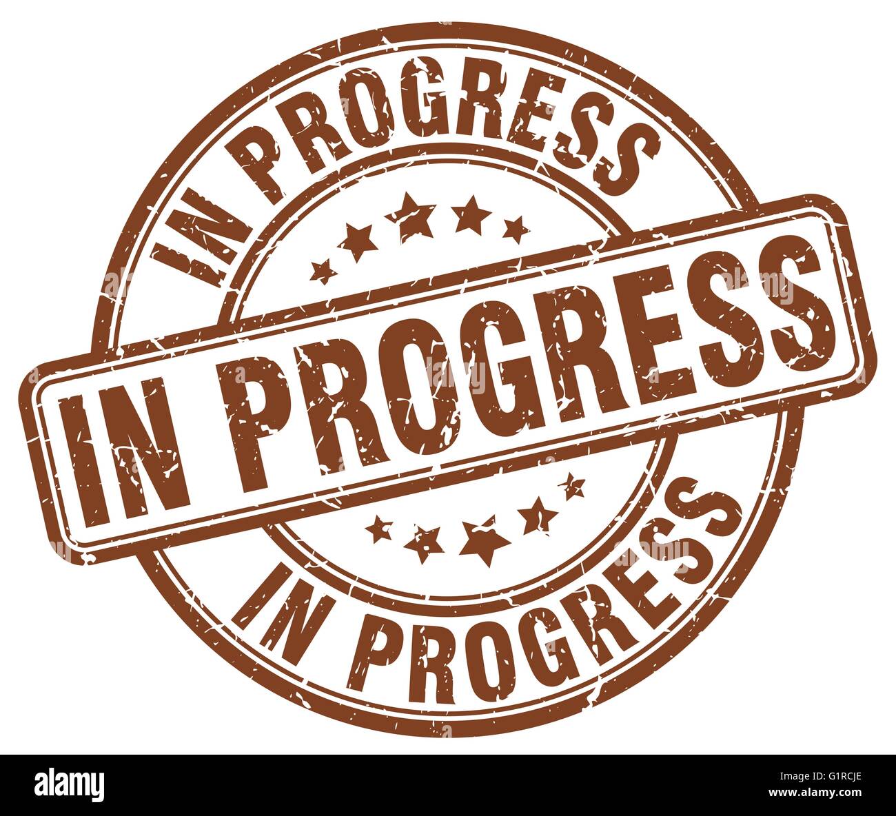 in progress brown grunge round vintage rubber stamp Stock Vector Image ...