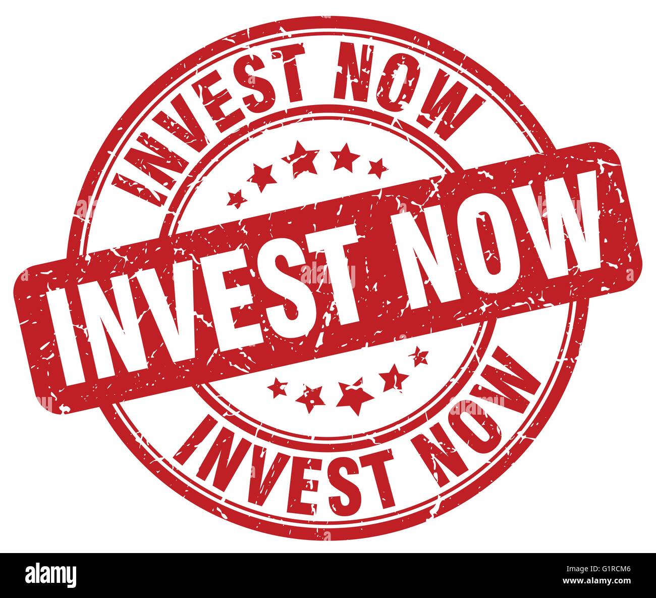 invest now red grunge round vintage rubber stamp Stock Vector Image ...