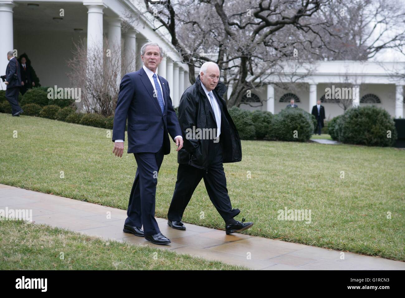 U S President George W Bush Walks With Vice President Dick Cheney To