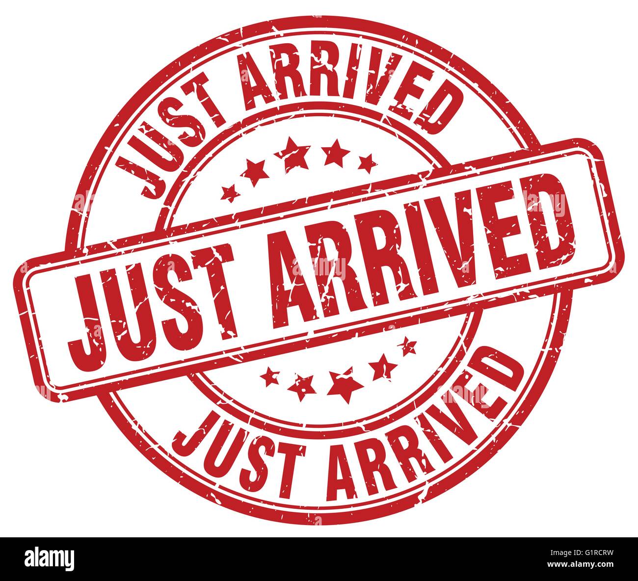 just arrived red grunge round vintage rubber stamp Stock Vector Image ...