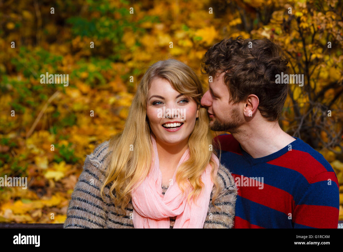 Concepts of autumn love togetherness and relationship. Young romantic ...