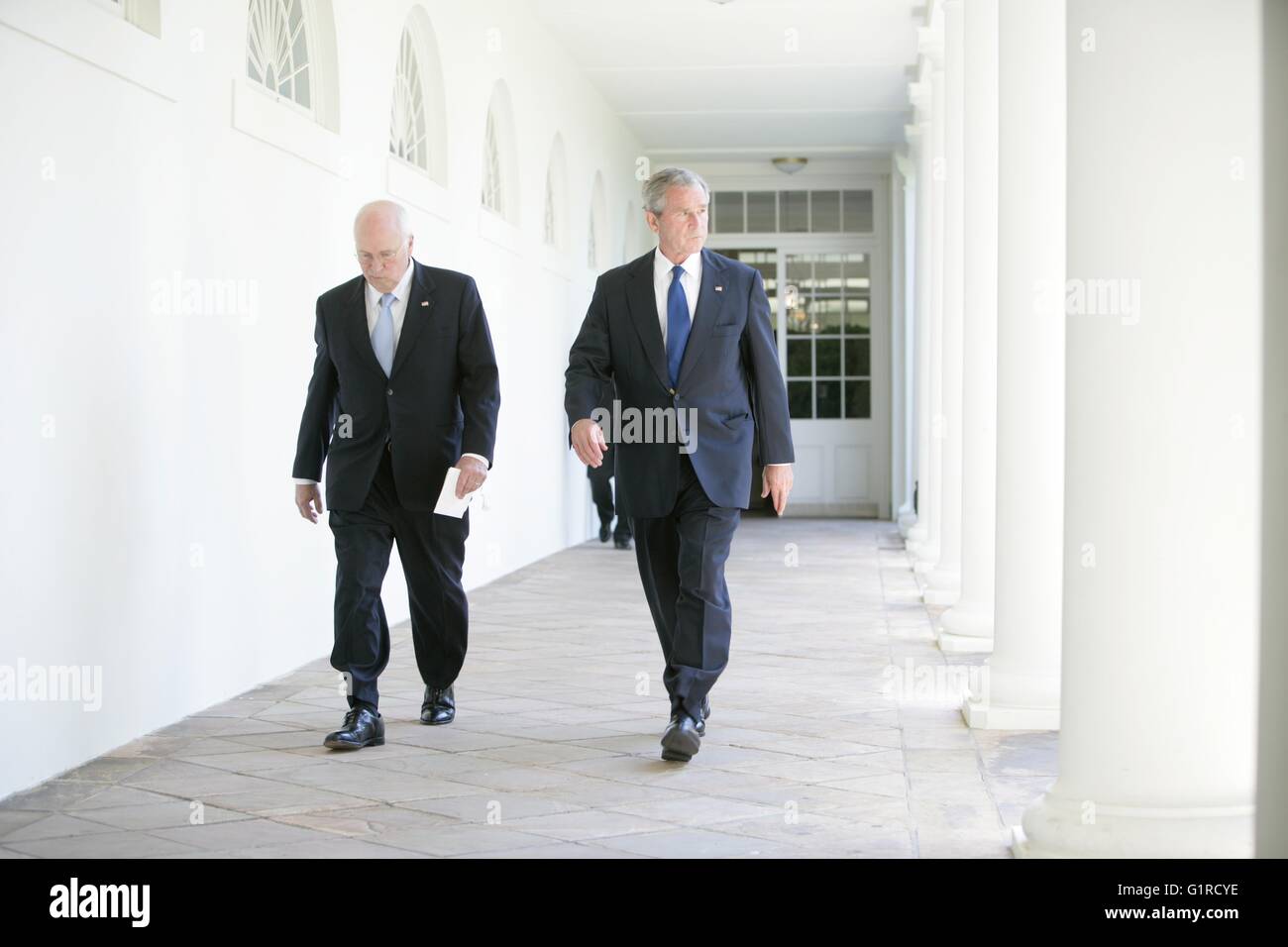 U.S President George W. Bush walks with Vice President Dick Cheney ...