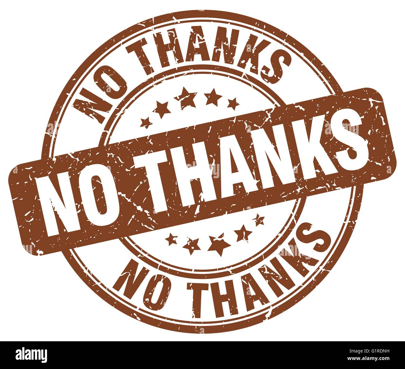 no thanks brown grunge round vintage rubber stamp Stock Vector Image ...