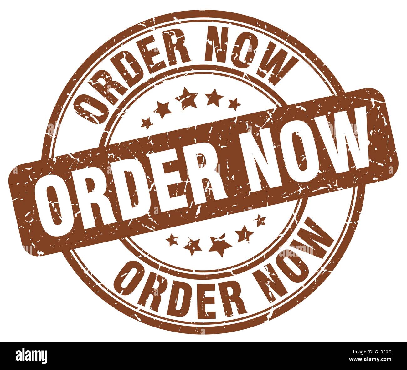 order now brown grunge round vintage rubber stamp Stock Vector Image ...