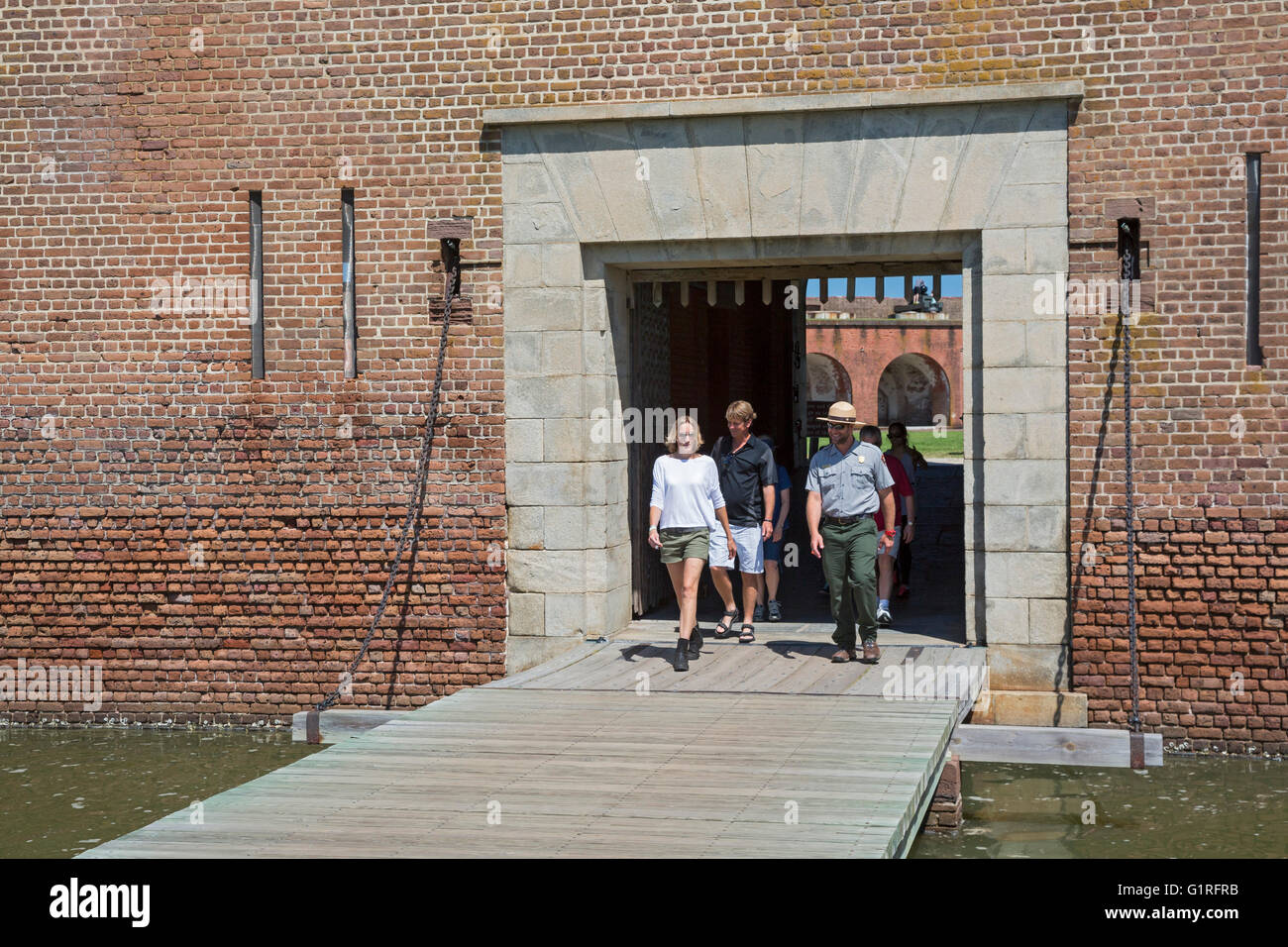 Savannah, Georgia - Fort Pulaski National Monument. Visitors cross a ...