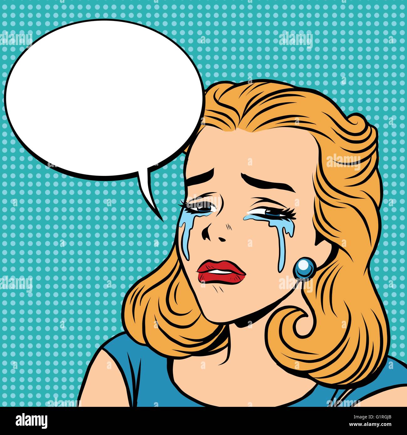 Emoji retro tears cry girl emoticons Stock Vector Image & Art - Alamy