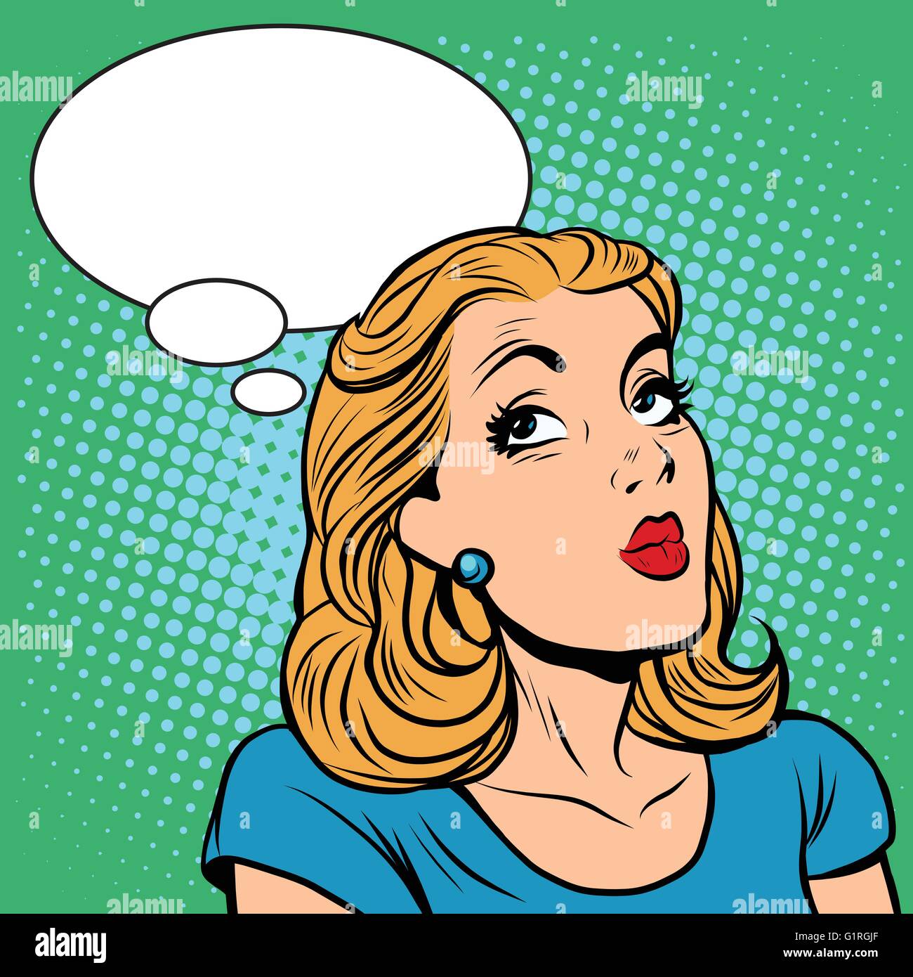 Emoji retro think girl emoticons Stock Vector Image & Art - Alamy