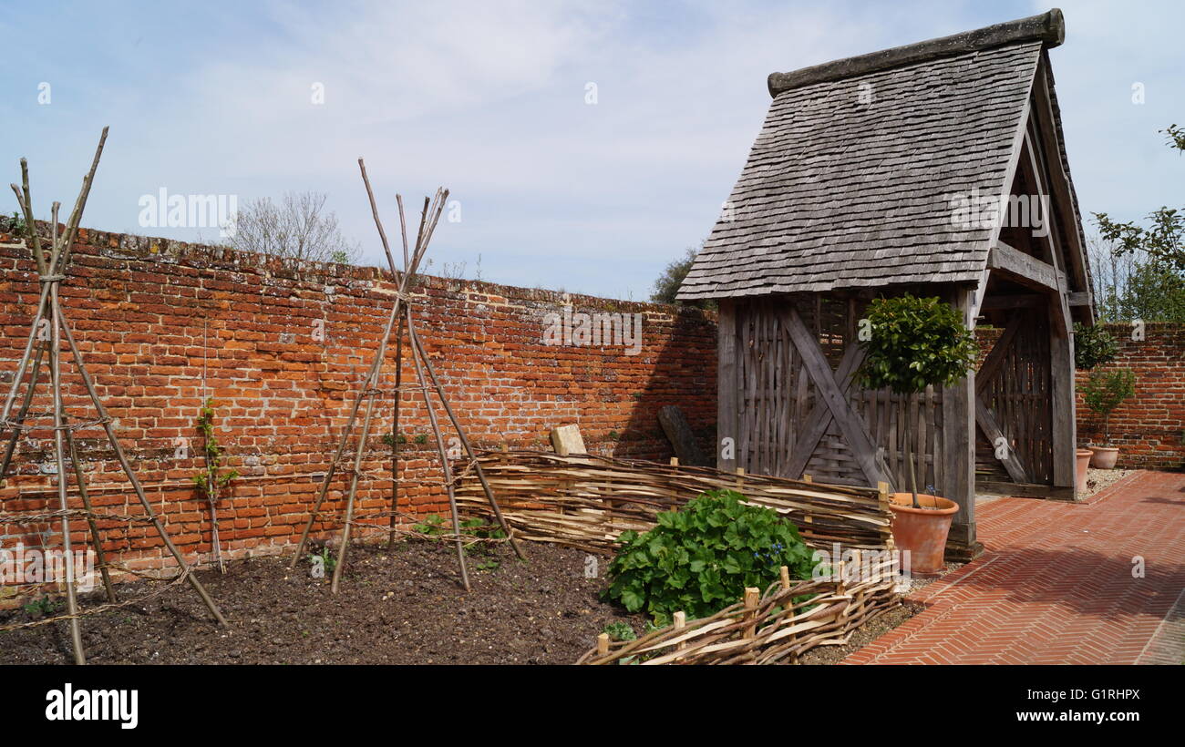 Vegetable patch at the walled garden, Cressing Temple, Braintree, Essex ...