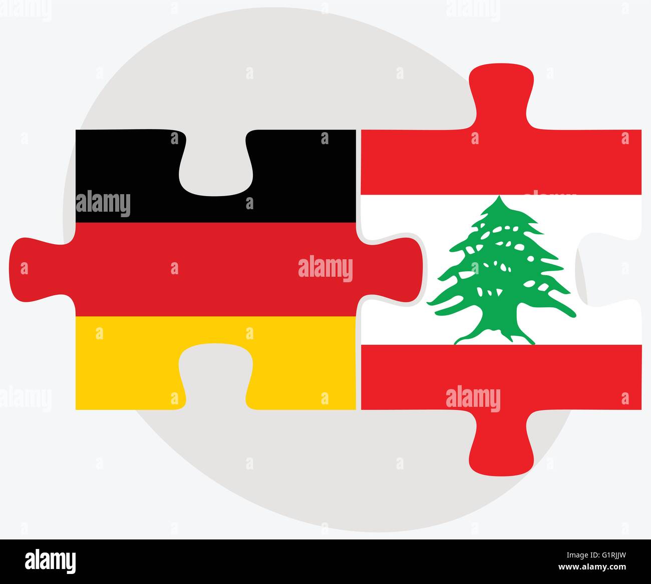 Germany and Lebanon Flags in puzzle isolated on white background Stock ...