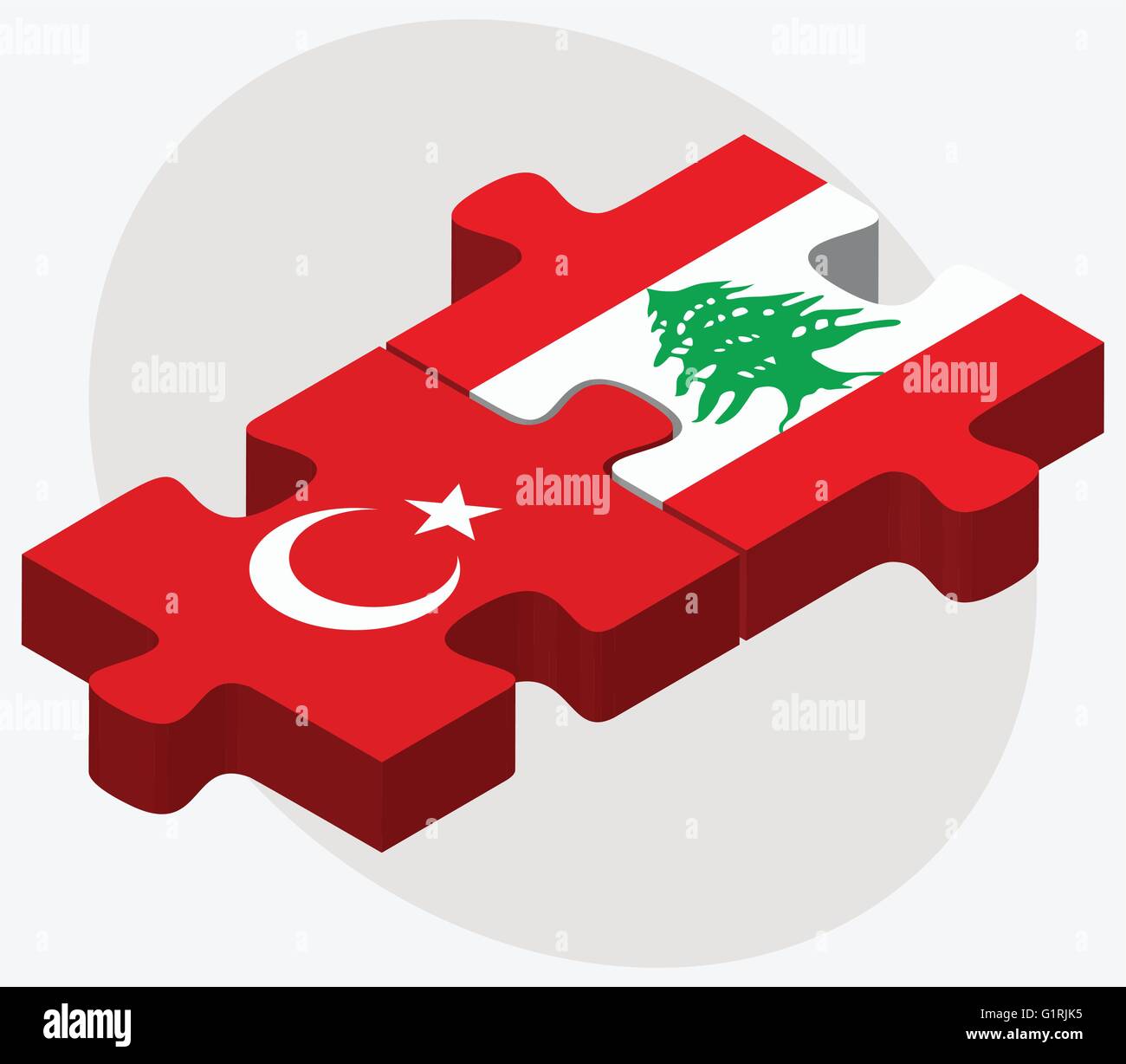 Turkey and Lebanon Flags in puzzle isolated on white background Stock ...