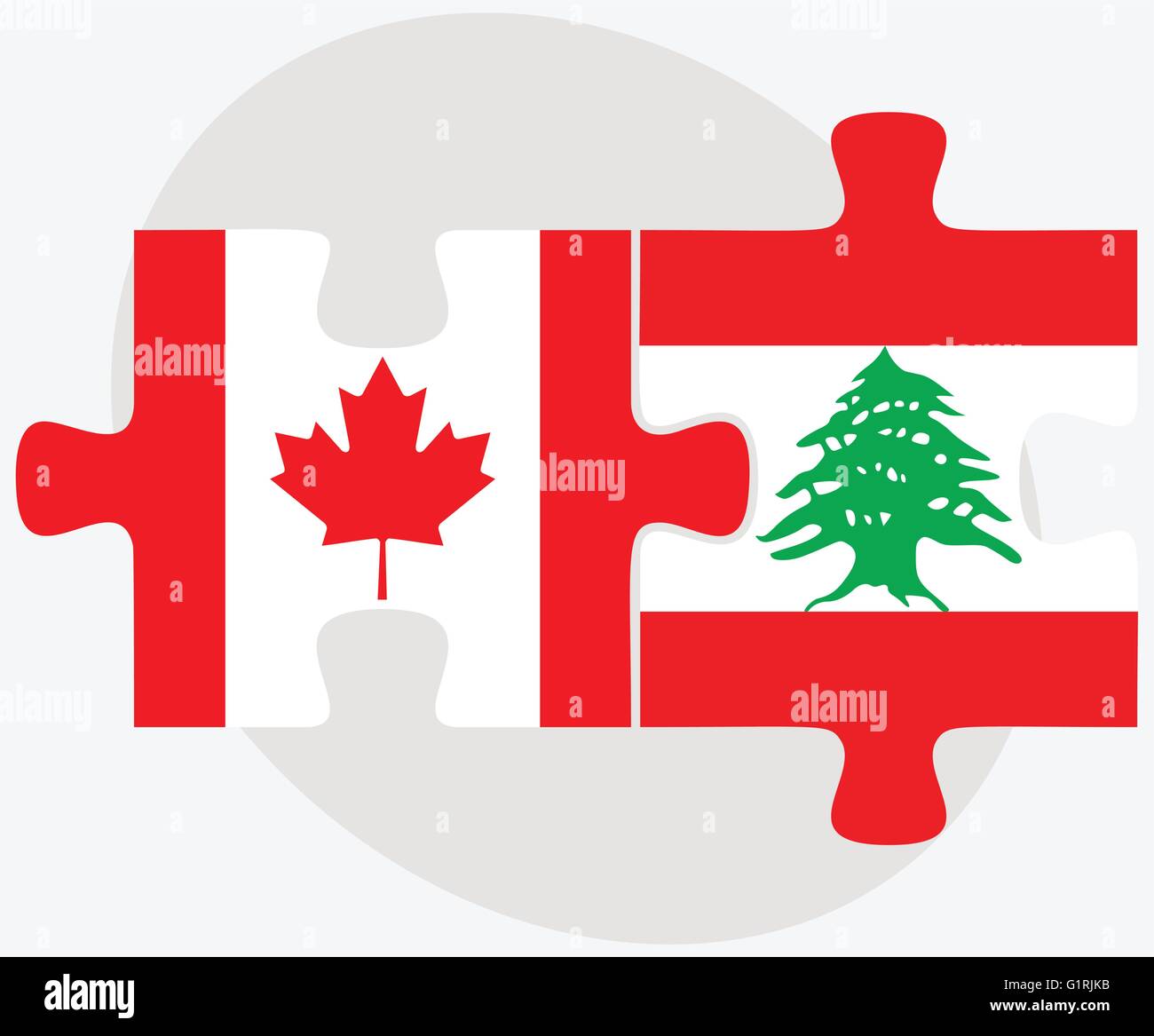 Canada and Lebanon Flags in puzzle isolated on white background Stock ...