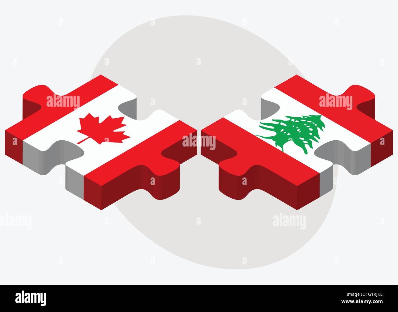 Canada and Lebanon Flags in puzzle isolated on white background Stock ...