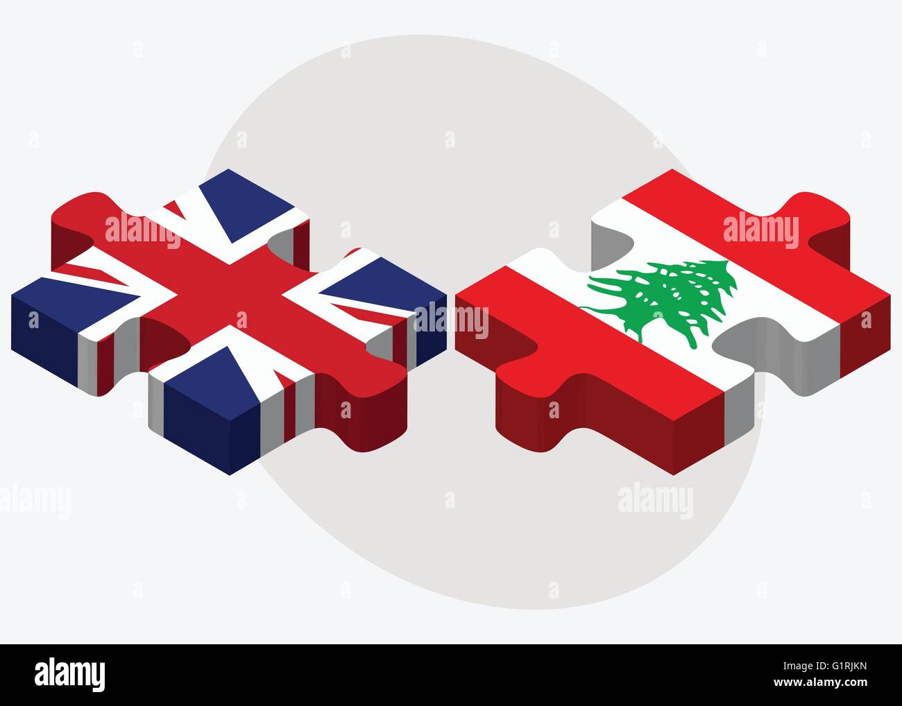 United Kingdom and Lebanon Flags in puzzle isolated on white background ...