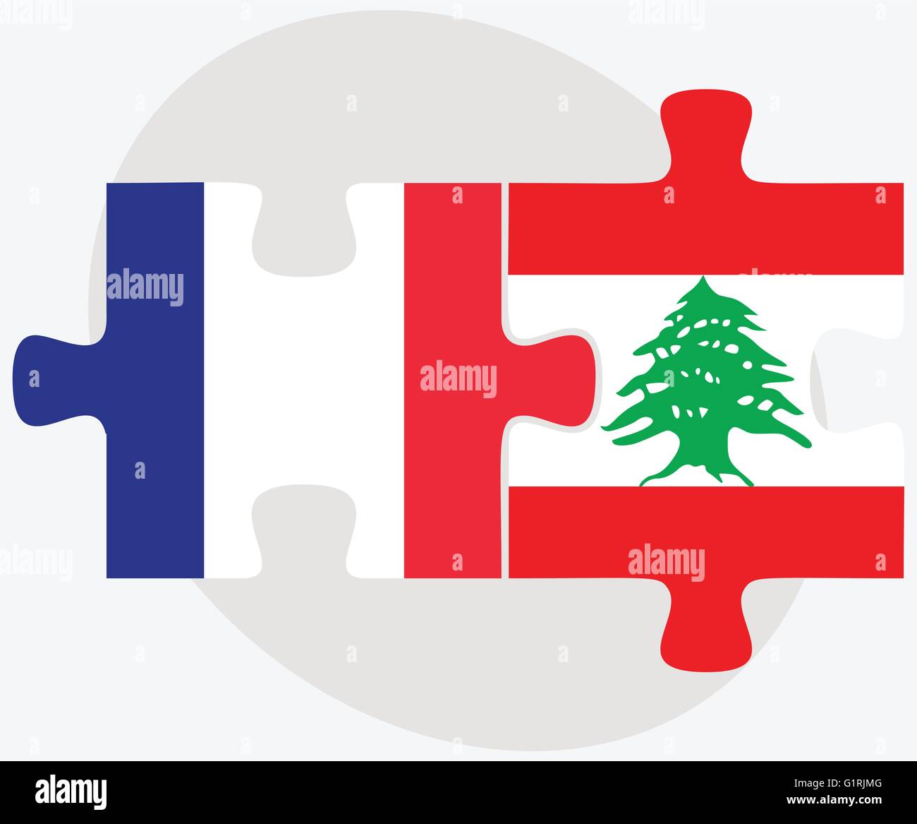 France and Lebanon Flags in puzzle isolated on white background Stock ...