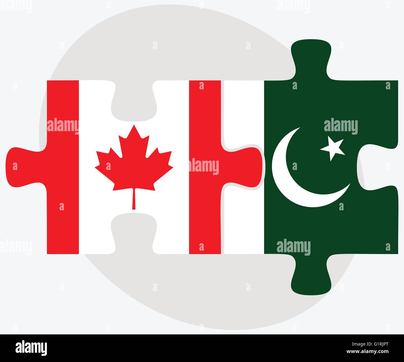 Canada and Pakistan Flags in puzzle isolated on white background Stock ...