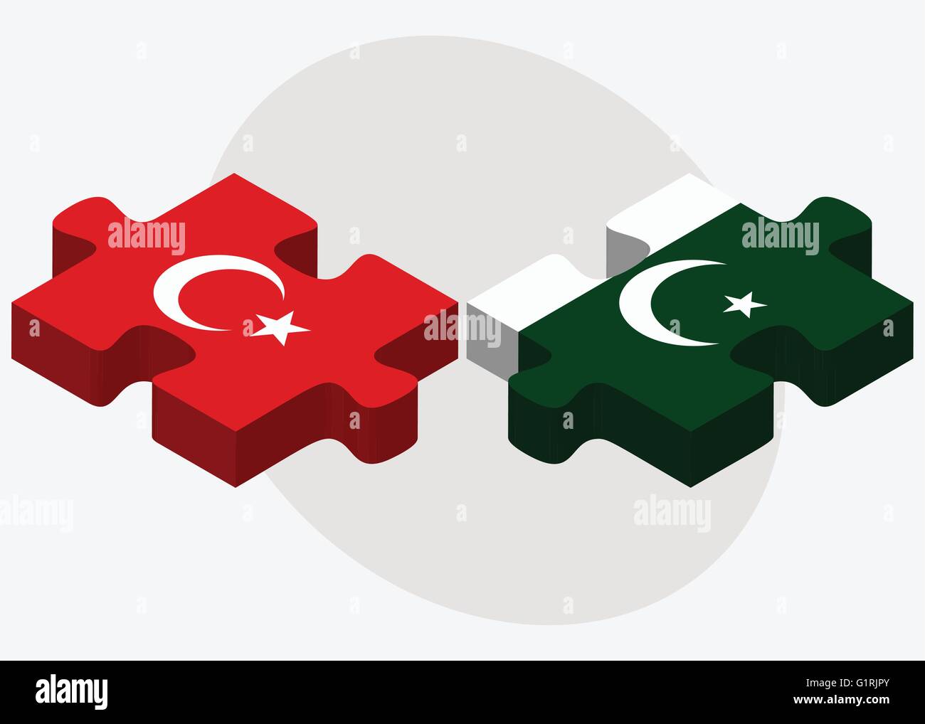 Turkey and Pakistan Flags in puzzle isolated on white background Stock ...