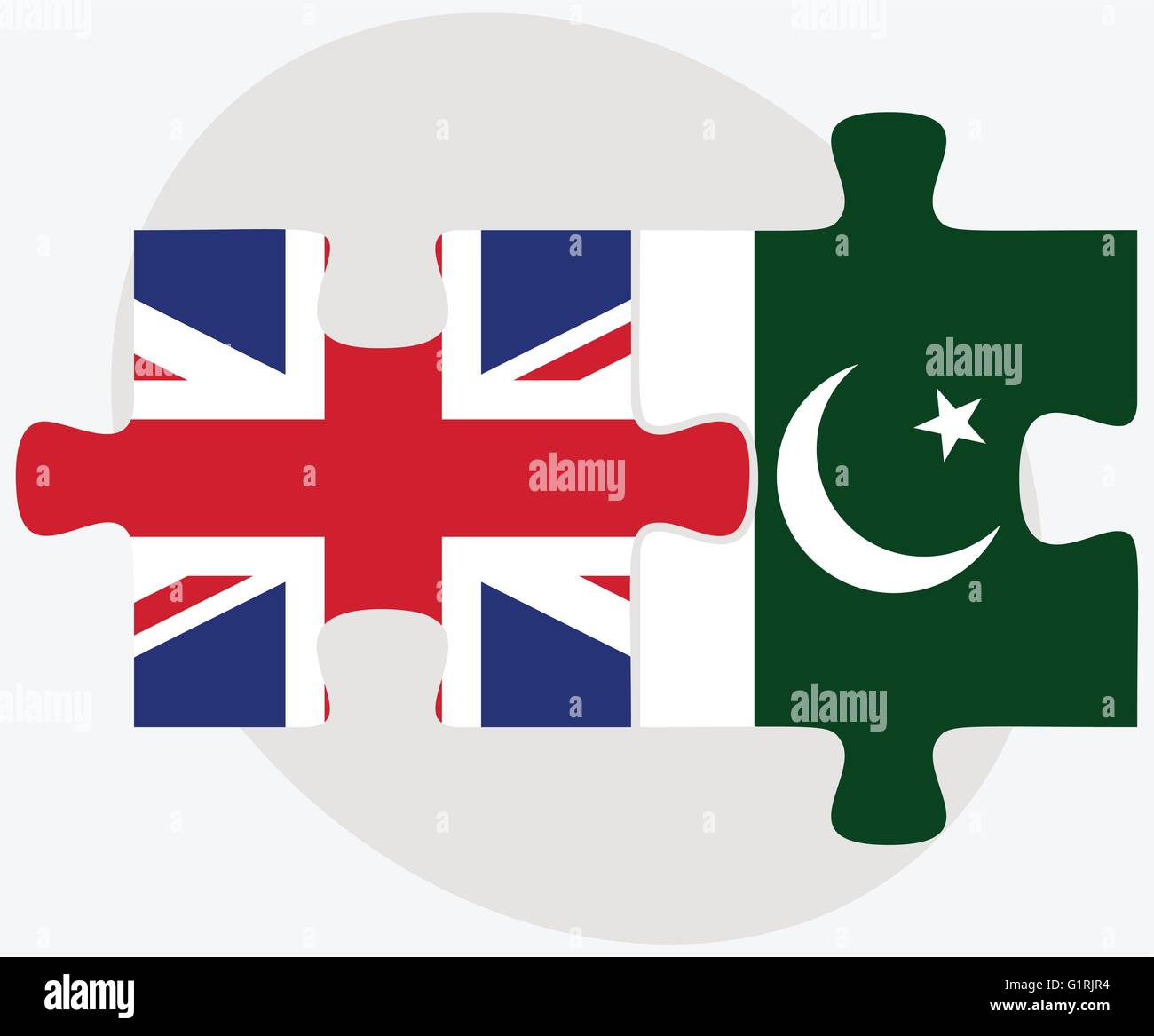 United Kingdom and Pakistan Flags in puzzle isolated on white ...