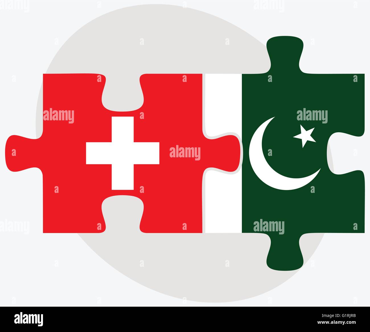 Switzerland and Pakistan Flags in puzzle isolated on white background ...