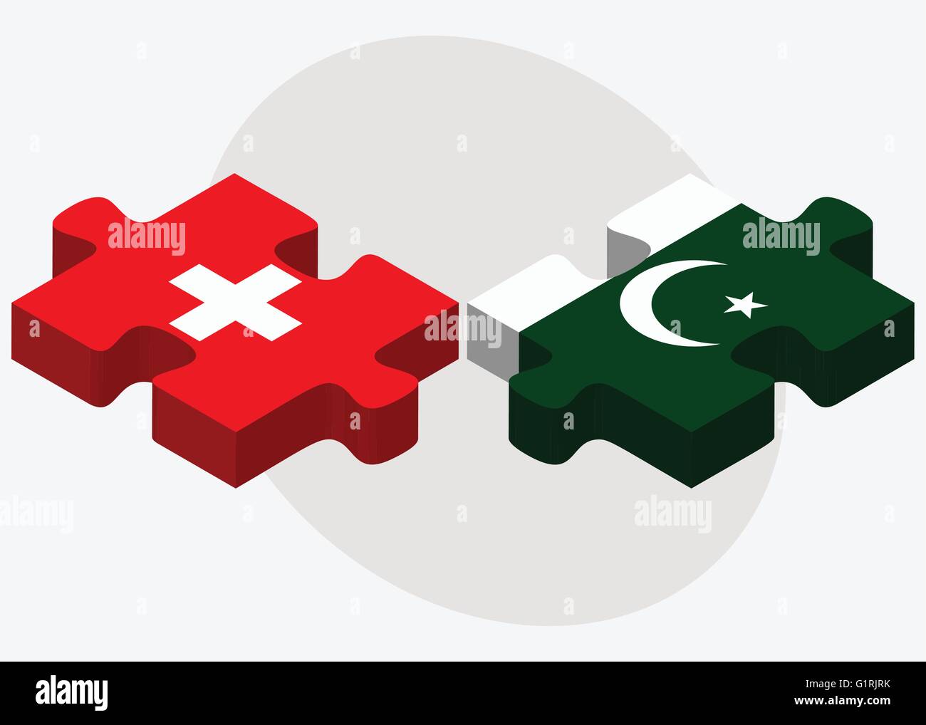Switzerland and Pakistan Flags in puzzle isolated on white background ...