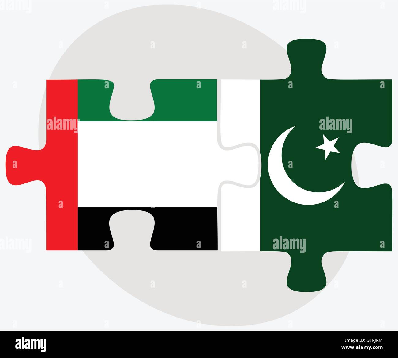 United Arab Emirates and Pakistan Flags in puzzle isolated on white ...